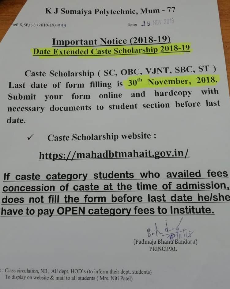 Somaiya Vidyavihar | Somaiya Polytechnic Noticeboard